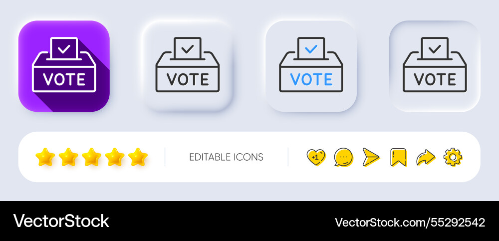 Vote box line icon voting ballot sign neumorphic Vector Image
