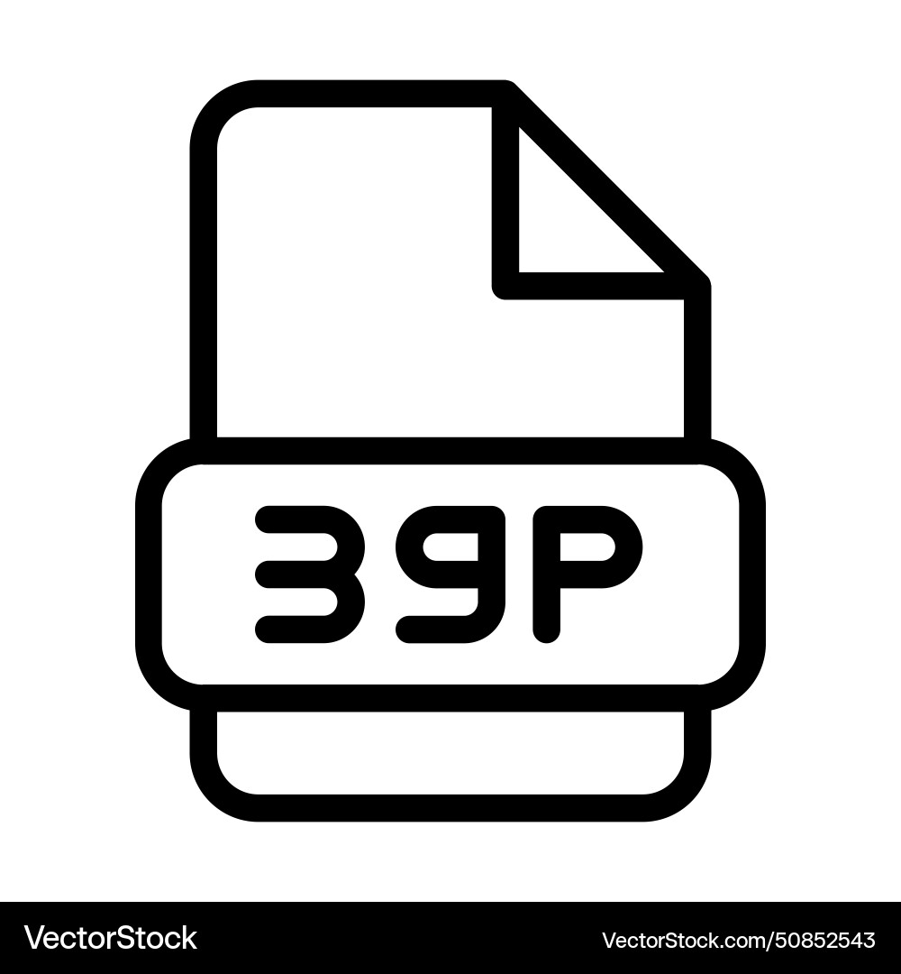 3gp file icon type files sign outline symbol Vector Image