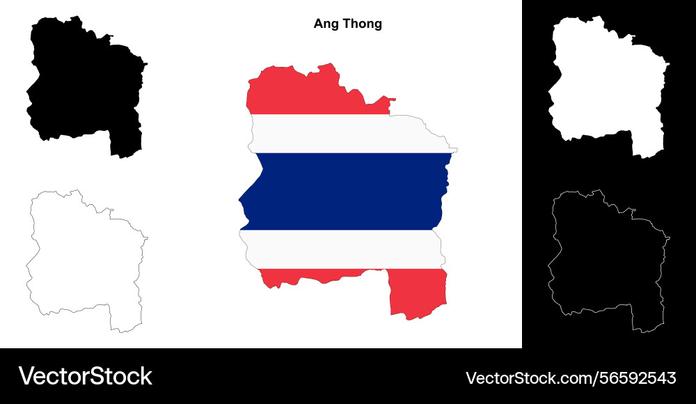 Ang thong outline map Royalty Free Vector Image