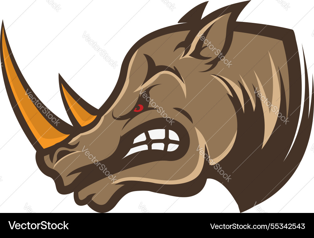 Angry rhino head isolated on white background Vector Image