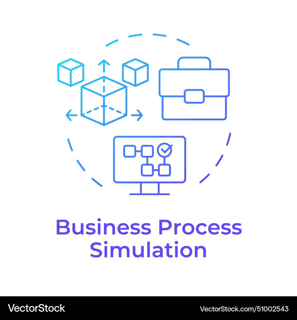 Business process simulation blue gradient concept Vector Image