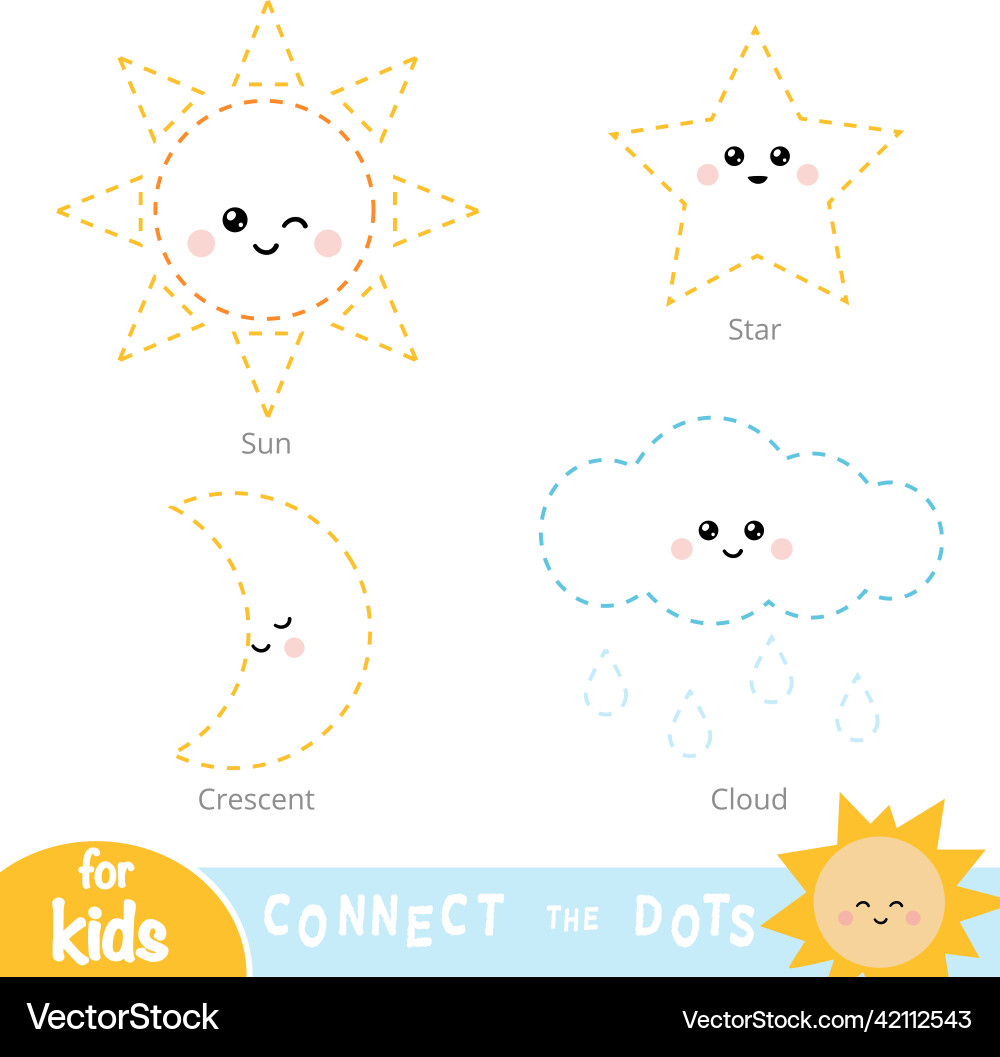 Connect the Dots: Sun, Cloud & Star Royalty Free Vector