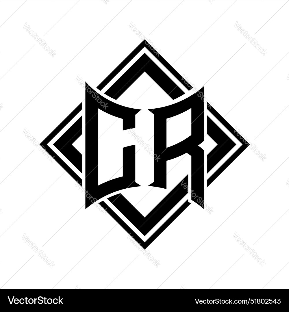 Cr letter logo with abstract shield shape Vector Image