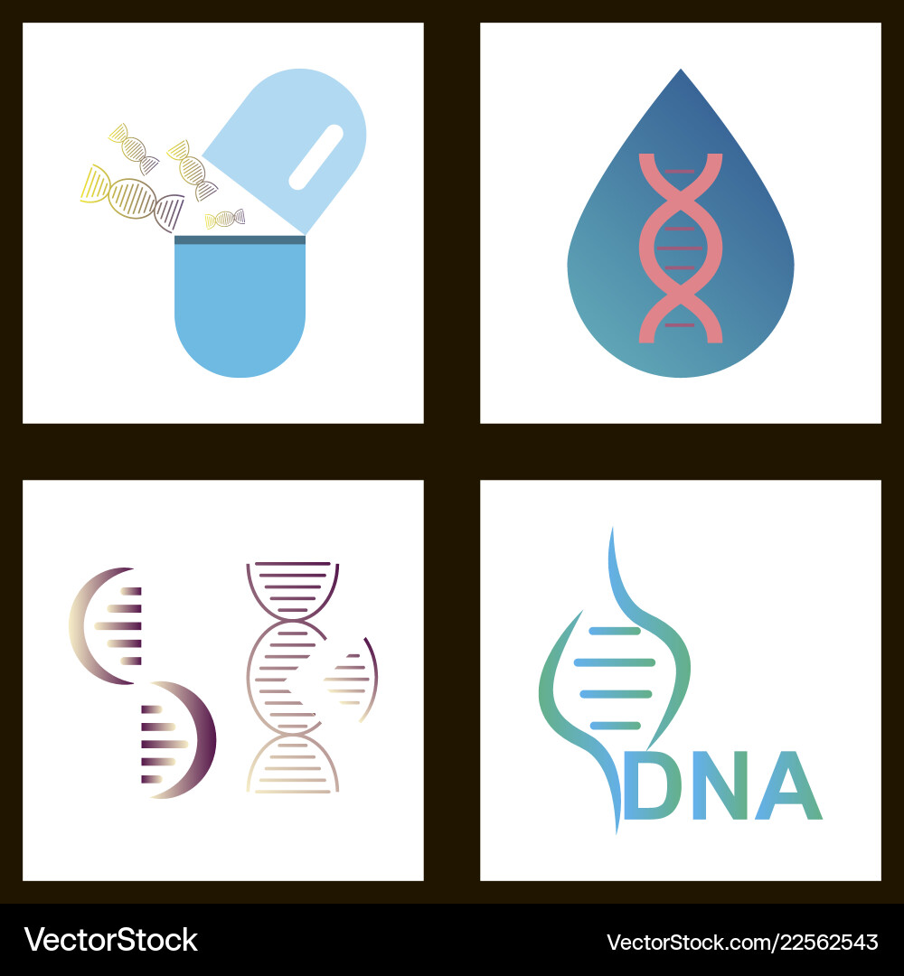 DNA Genetic Elements & Icons Royalty Free Vector Image