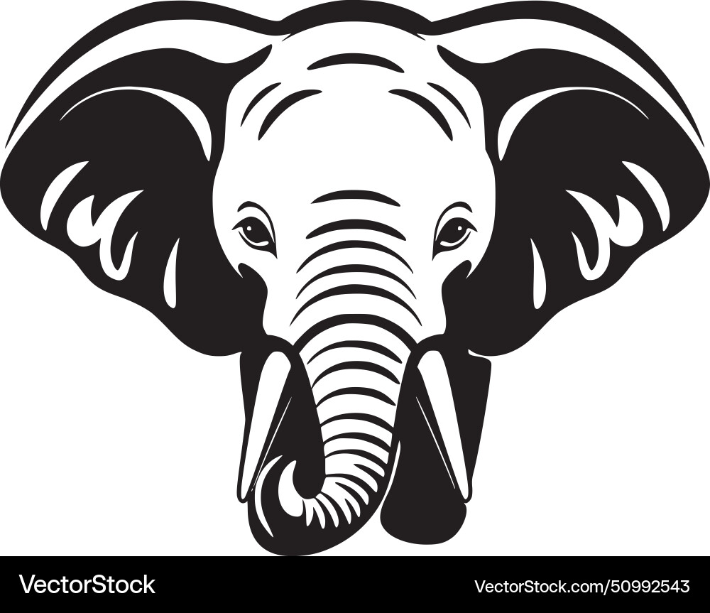 Elephant baby - black and white isolated icon Vector Image