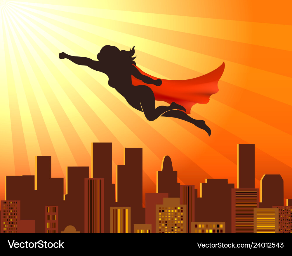 Flying Girl Superhero Drawings Vector Mascot Illustration Of Superhero