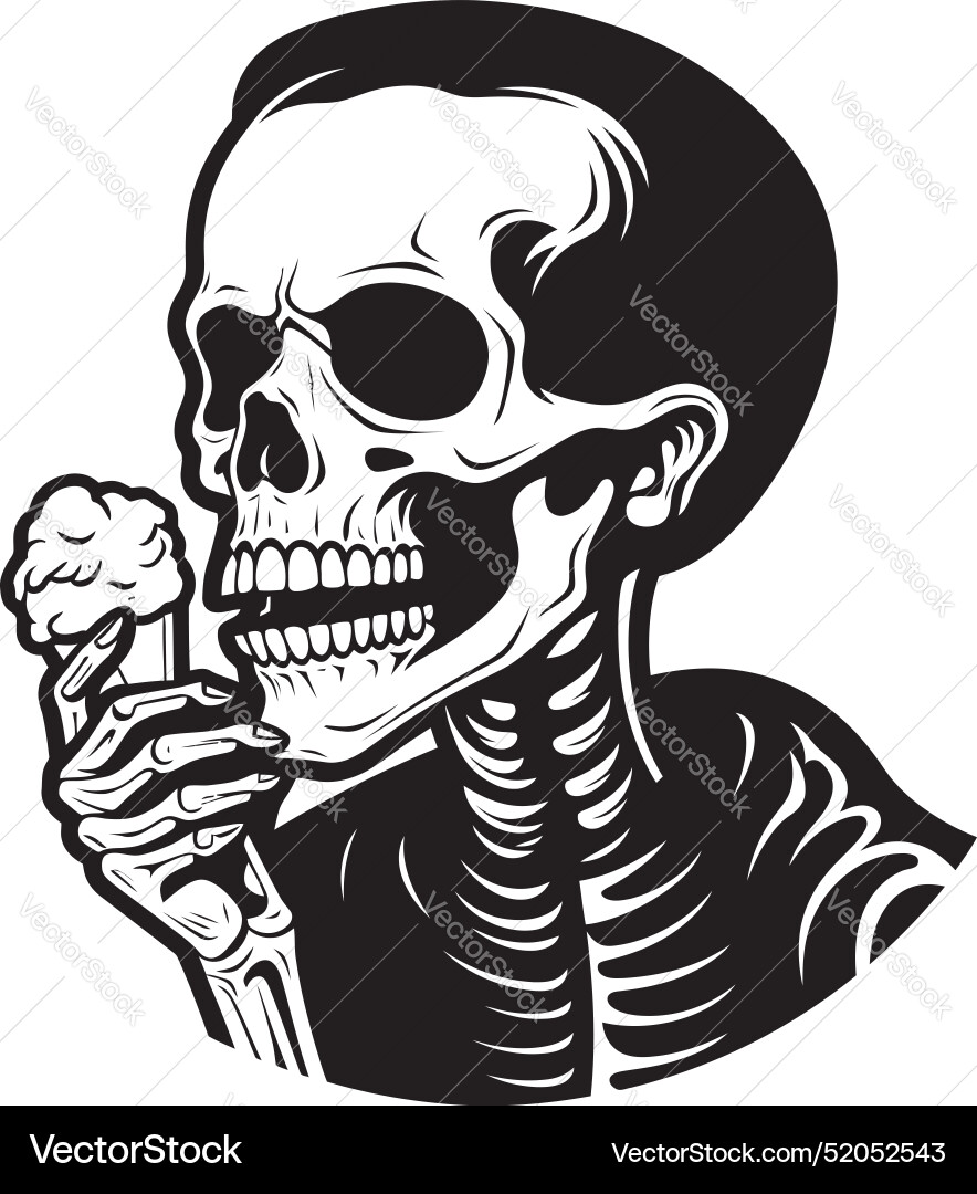 Ghostly goodies skeleton licking soft serve Vector Image