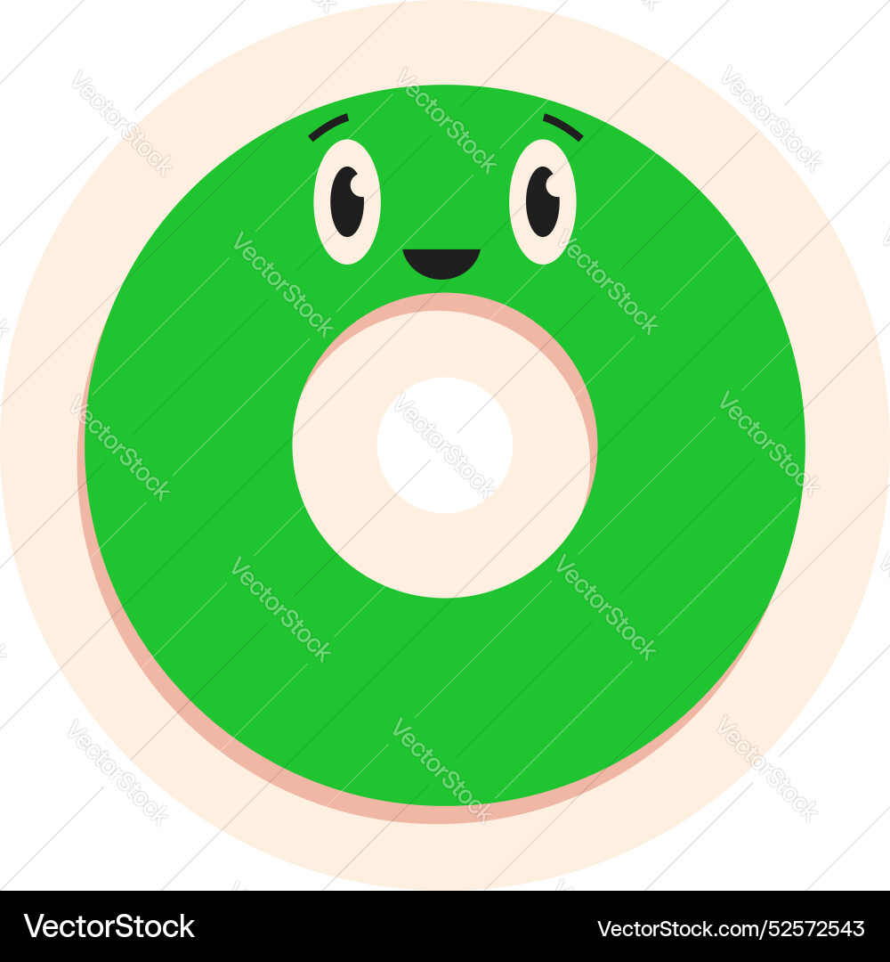 Green circle character smiling and looking happy Vector Image