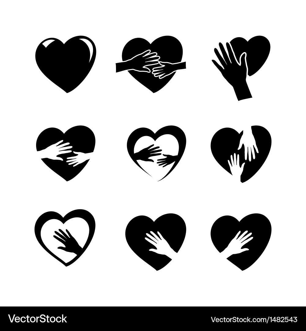 Hände mit Herz-Icon-Set Lizenzfreies Vektorbild