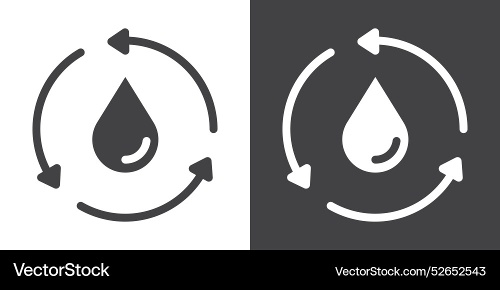 Recycle water icon thin line set Royalty Free Vector Image