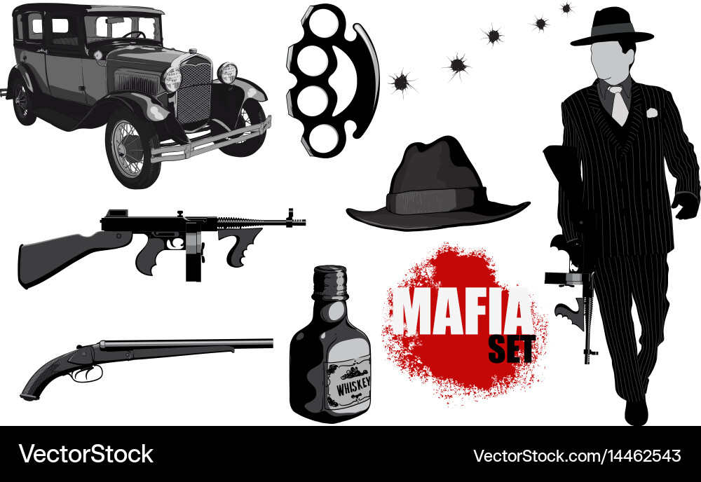 Small set of mobsters Royalty Free Vector Image