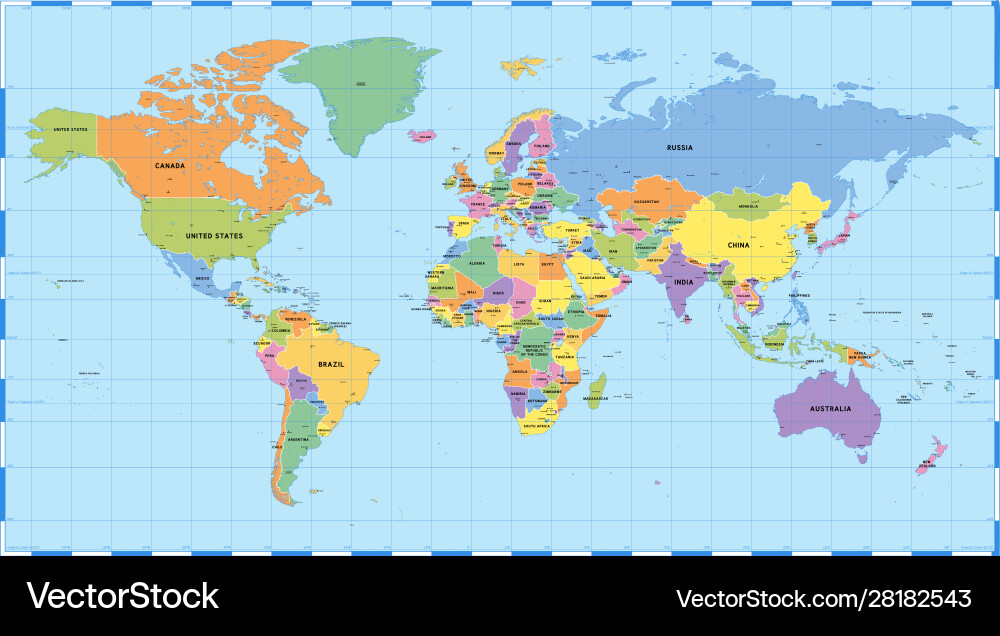 World Political Map Royalty Free Vector Image - VectorStock