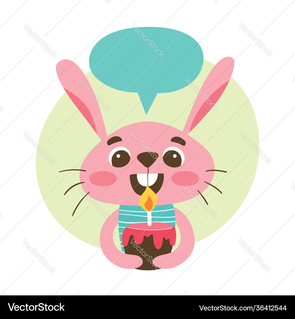 Cute rabbit holding a birthday cake Royalty Free Vector