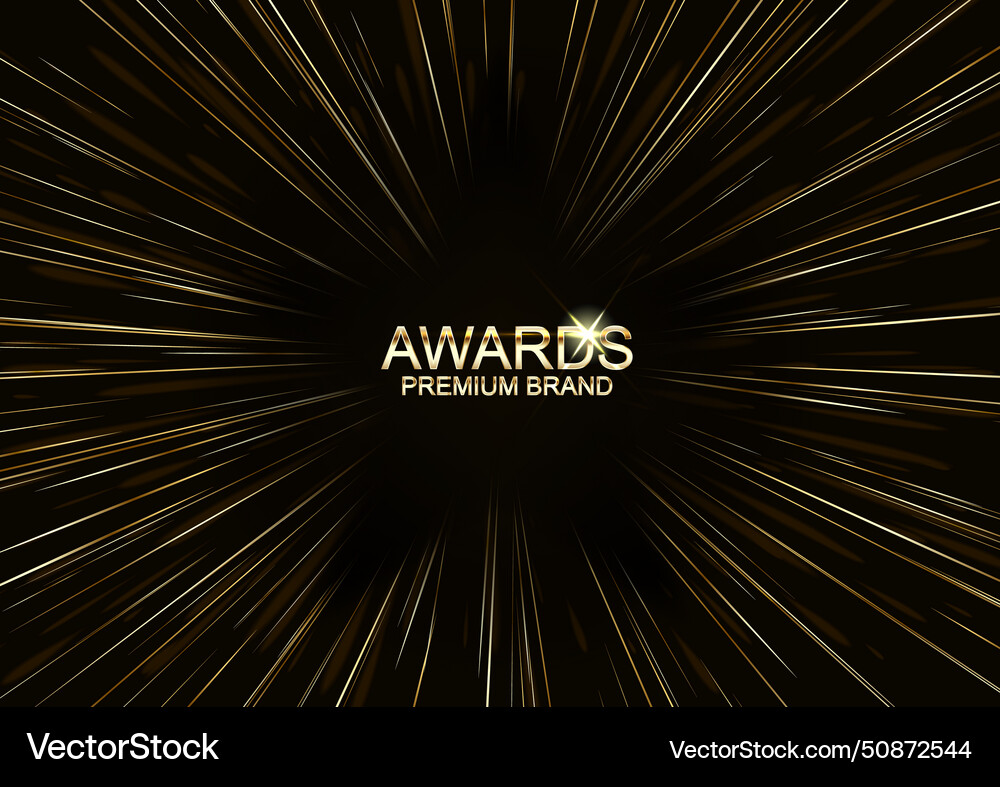 Gold lights rays scene background awards Vector Image