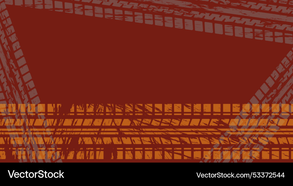 Grunge car tire marks on dark red background Vector Image