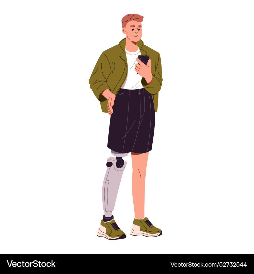 Happy young man with disability amputation Vector Image