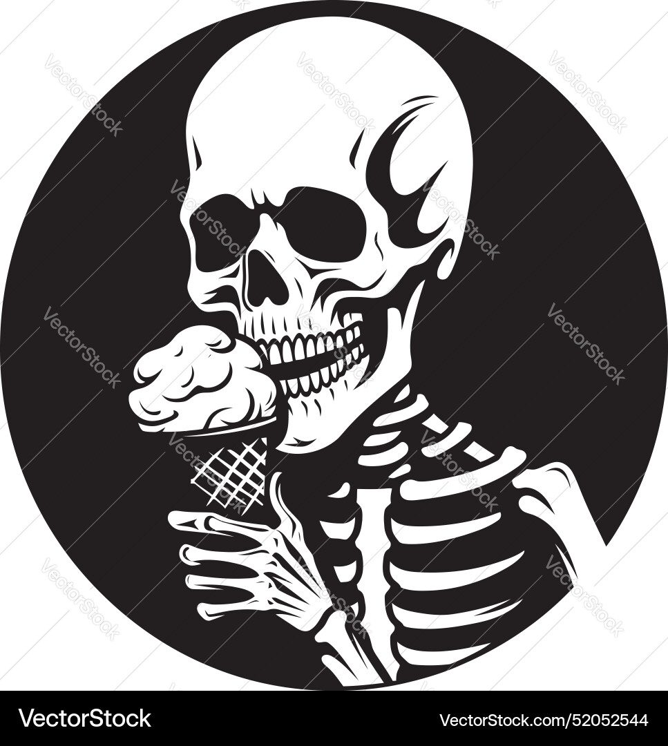 Hauntingly delicious skeleton and soft ice cream Vector Image