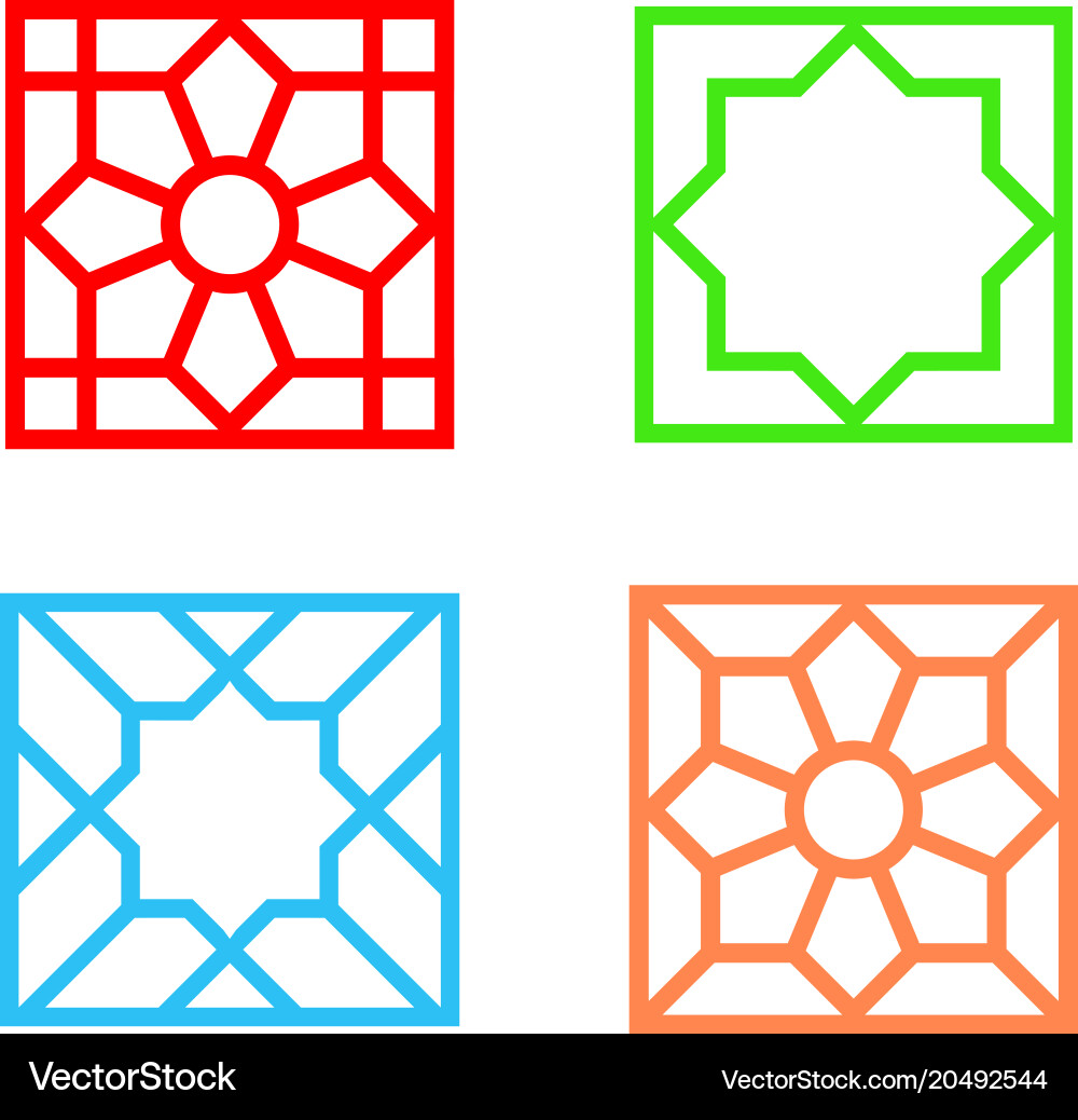 Islamic square tile pattern on white art Vector Image