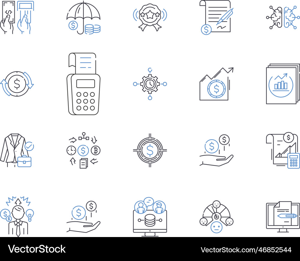 Leverage buyout line icons collection acquisition Vector Image