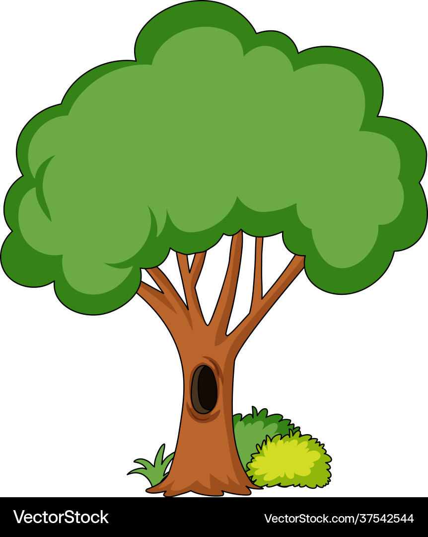 Tree with hole cartoon style isolated Royalty Free Vector