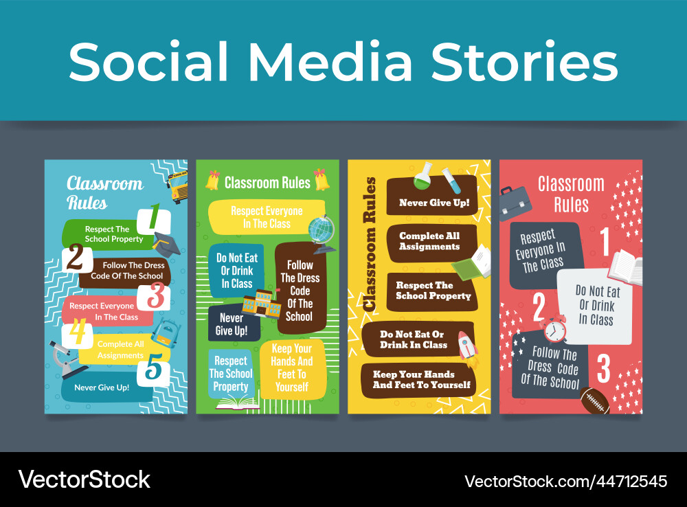 Classroom rules list cartoon announcement social Vector Image