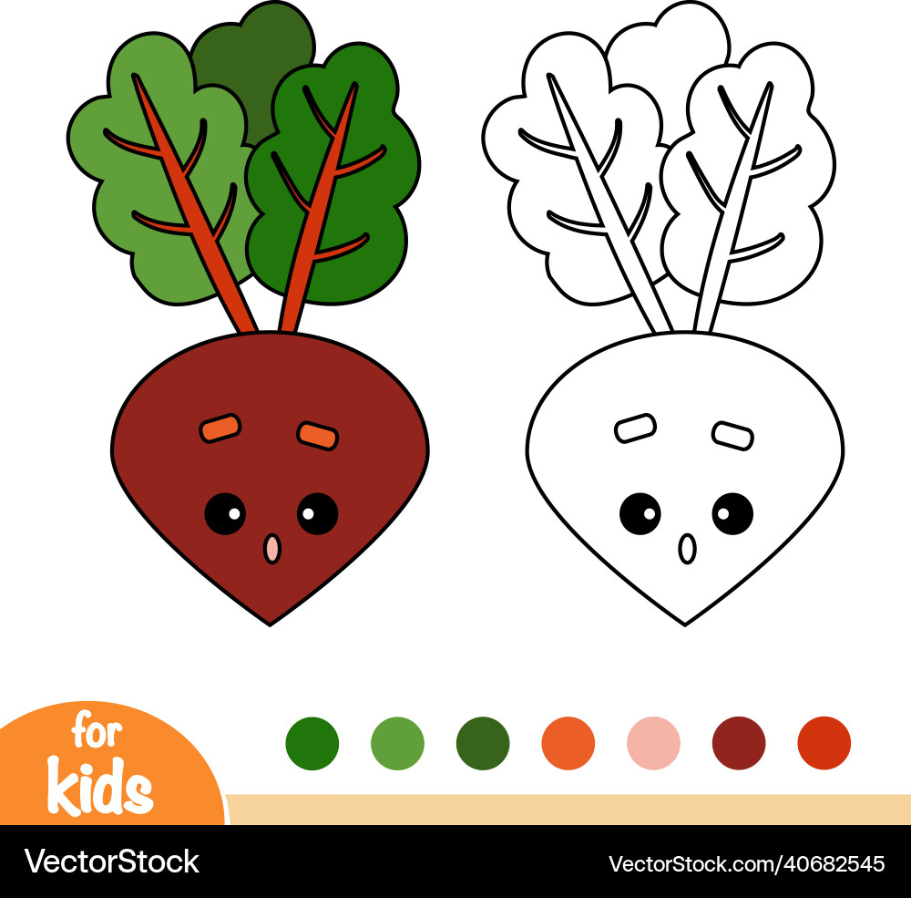 Coloring book beet with a cute face Royalty Free Vector