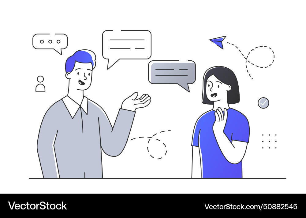 Couple talking together simple Royalty Free Vector Image