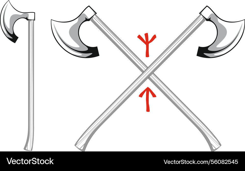 Crossed viking battle axes with scandinavian Vector Image