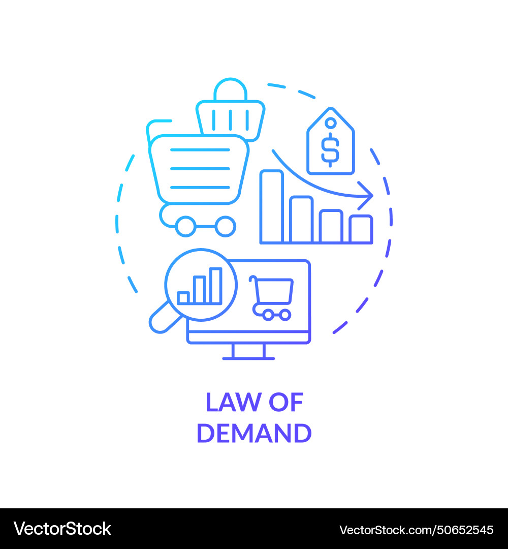 Law of demand blue gradient concept icon Vector Image