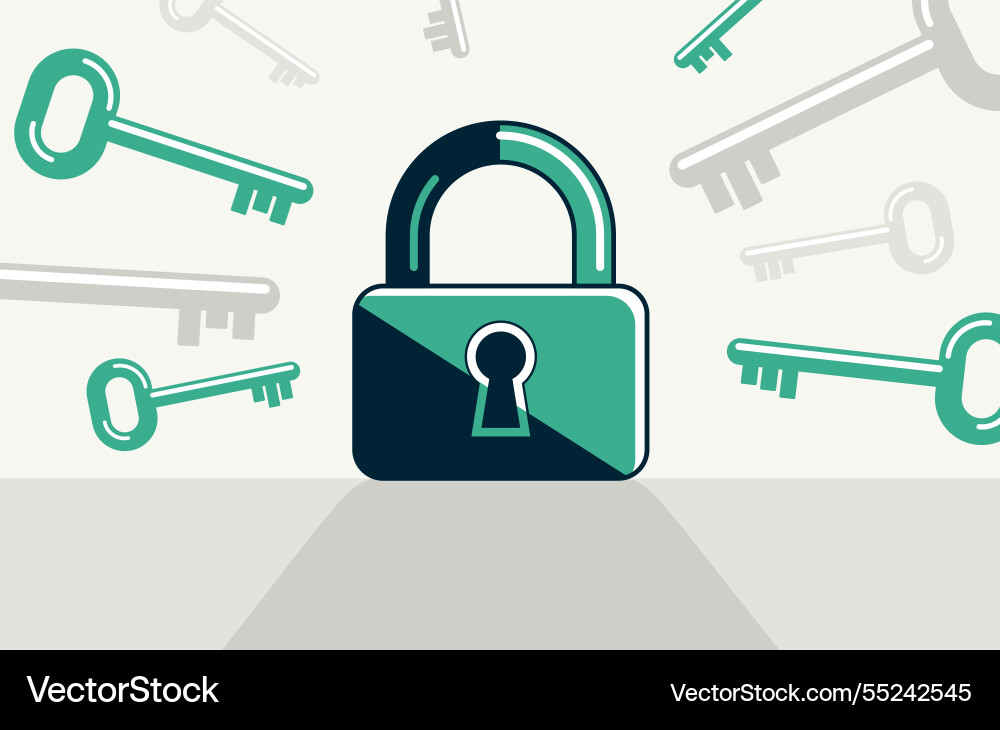 Lock with key concept poster padlock security Vector Image