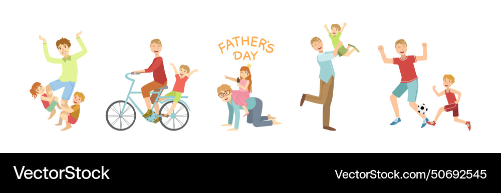 Man father and kid spend good time together Vector Image