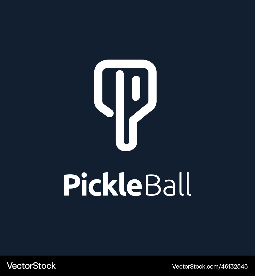 Pickle ball logo with line art concept Royalty Free Vector