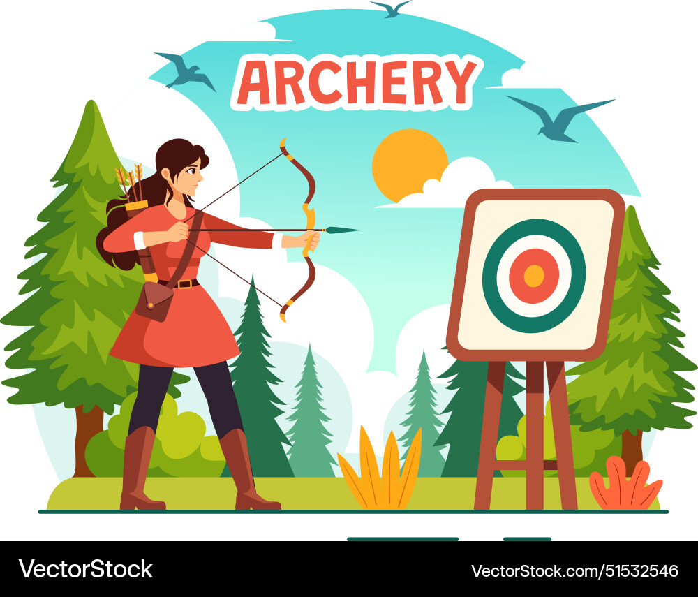 Archery sport with a bow and arrow aiming Vector Image