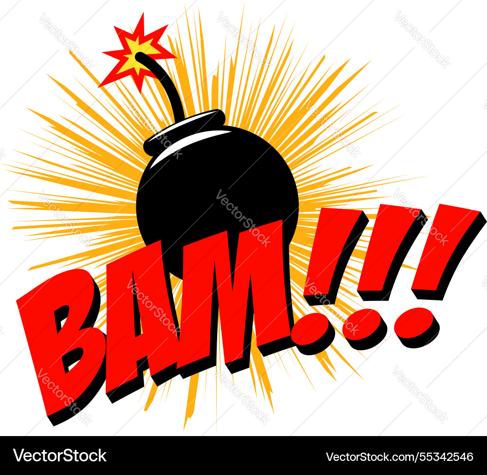 Bam comic style phrase bomb explosion design Vector Image