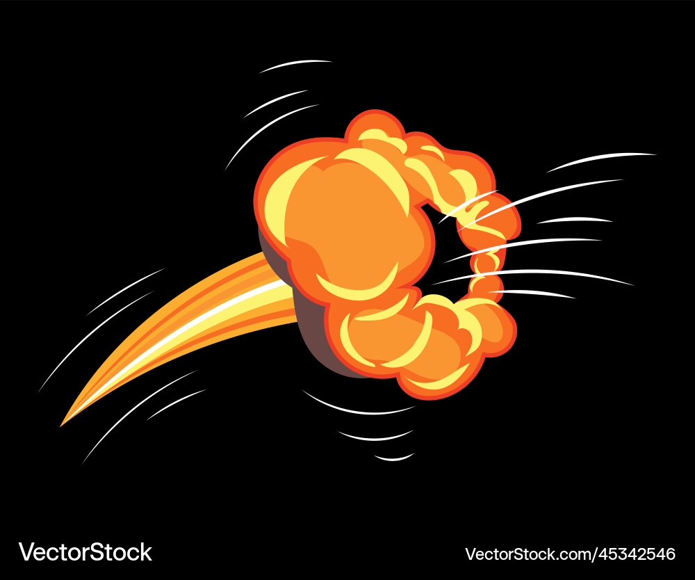 Bomb explosion effect with fire cloud and burning Vector Image