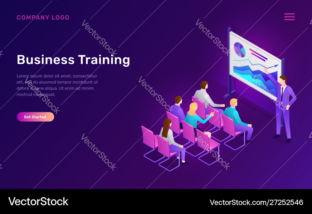 Business training isometric concept seminar Vector Image