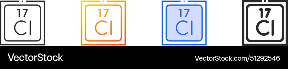 Chlorine iconthin linear gradient blue stroke Vector Image