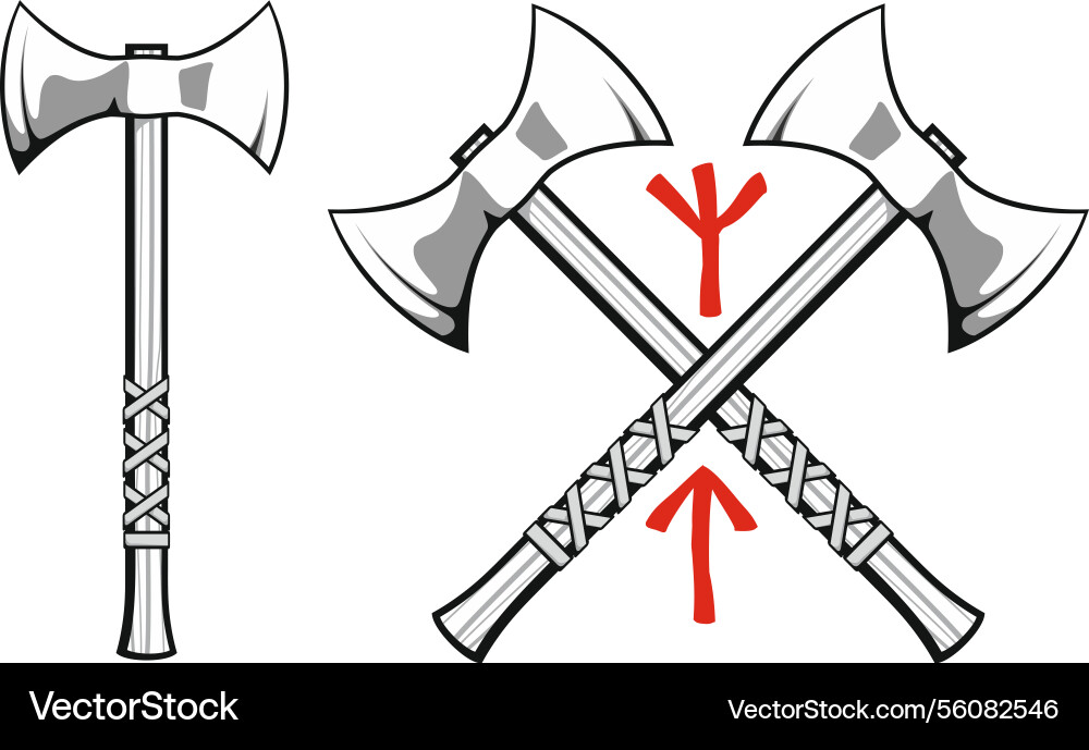 Crossed viking battle axes with scandinavian Vector Image