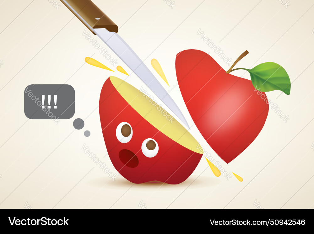 Cutting the red apple Royalty Free Vector Image