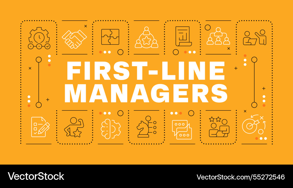 First line managers orange word concept Royalty Free Vector