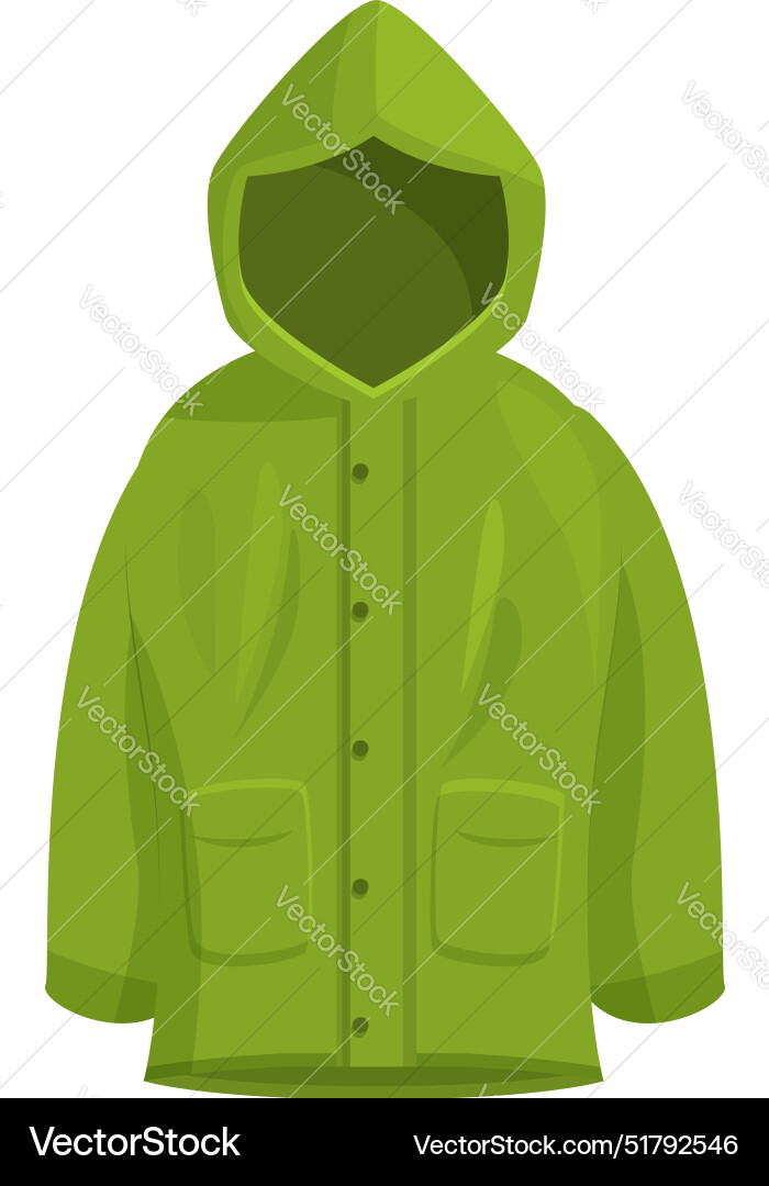 Green raincoat protecting from cold and rain Vector Image