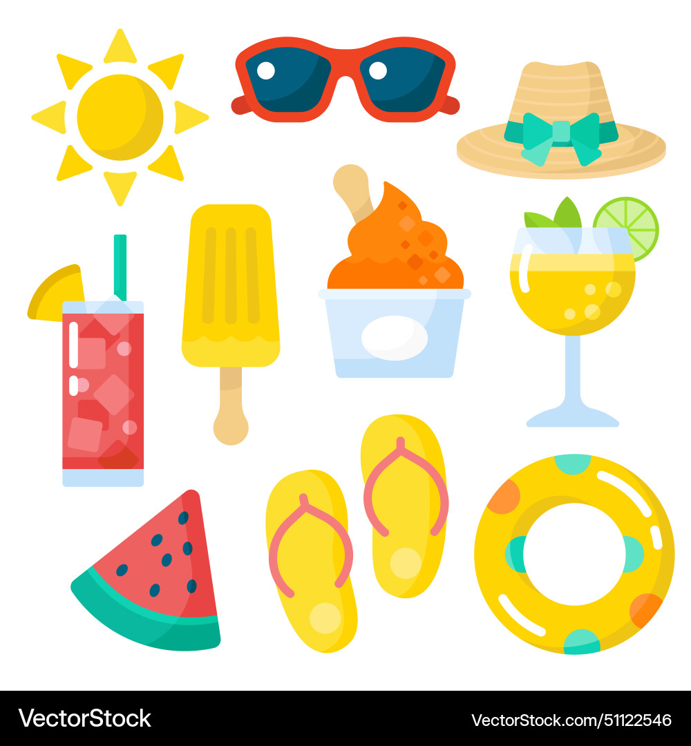 Hot summer tropical beach clipart for summertime Vector Image