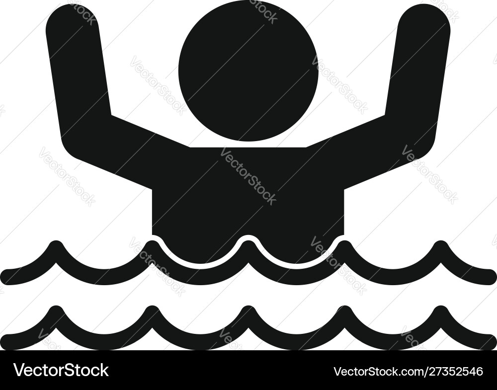 Man flood water icon simple style Royalty Free Vector Image
