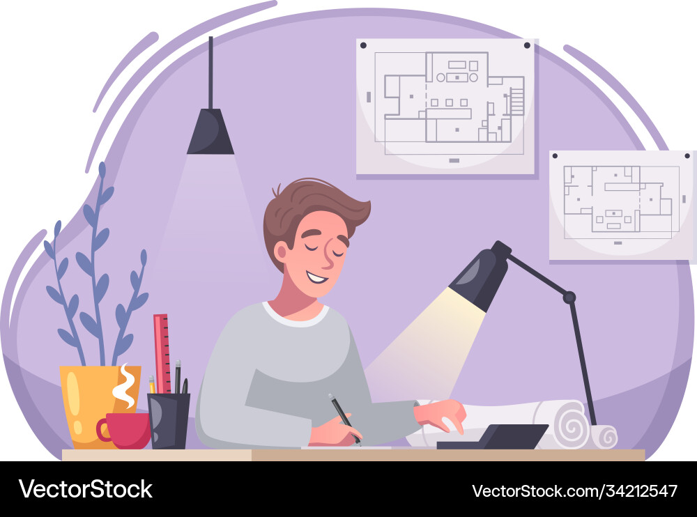 Architect cartoon character Royalty Free Vector Image
