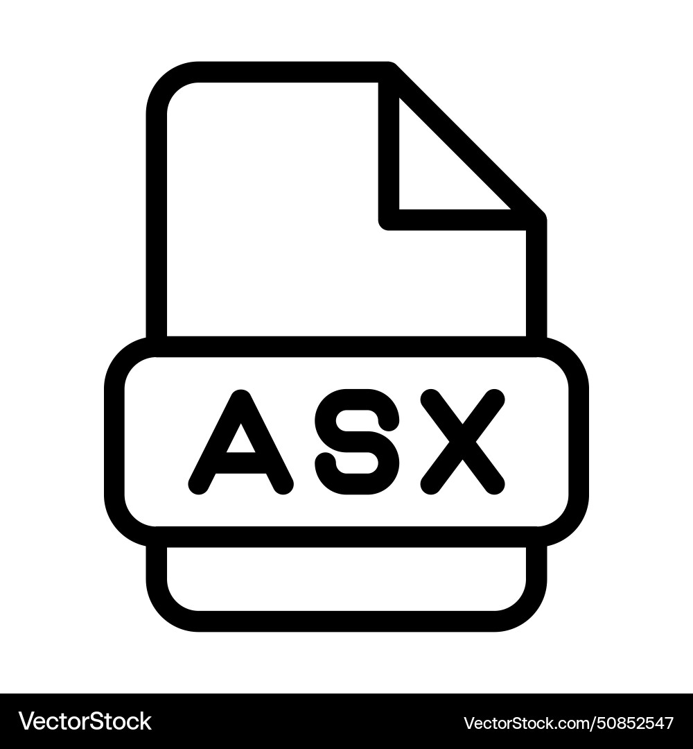 Asx file icon type files sign outline symbol Vector Image