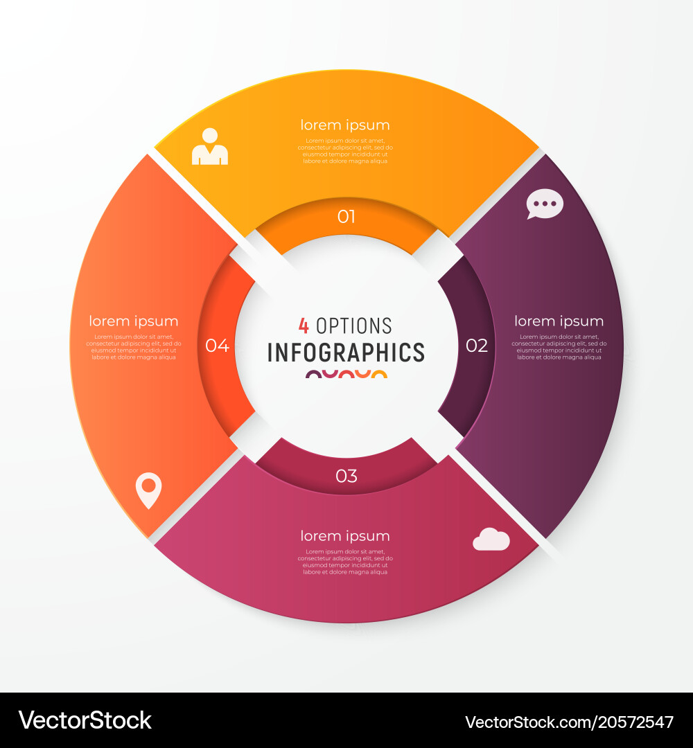 Circle chart template with 4 options Royalty Free Vector