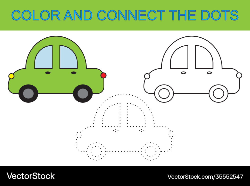 Coloring book connect dots to create car Vector Image