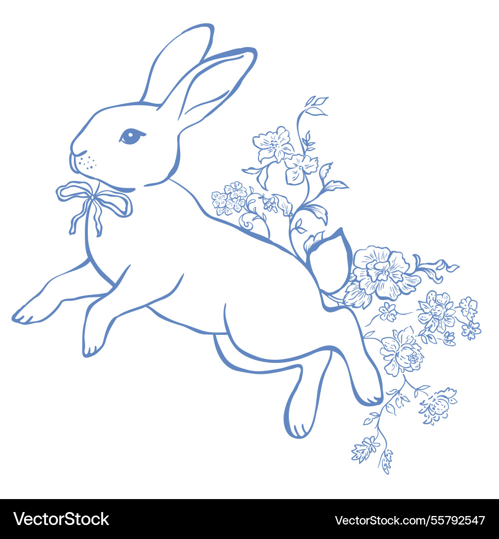 Cute line art bunny Royalty Free Vector Image - VectorStock