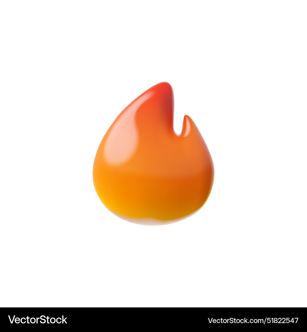 Glossy burning flame of fire 3d icon Royalty Free Vector