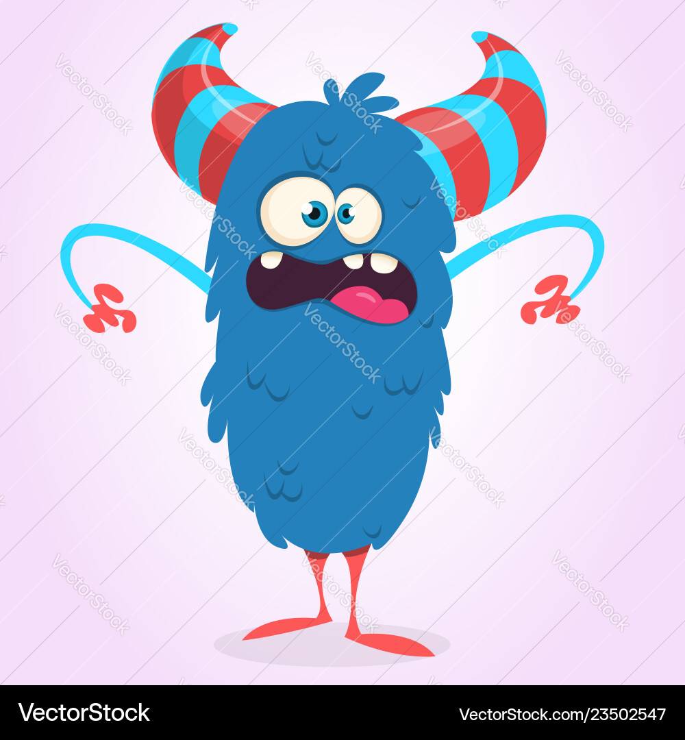 Happy Blue Cartoon Monster Royalty Free Vector Image